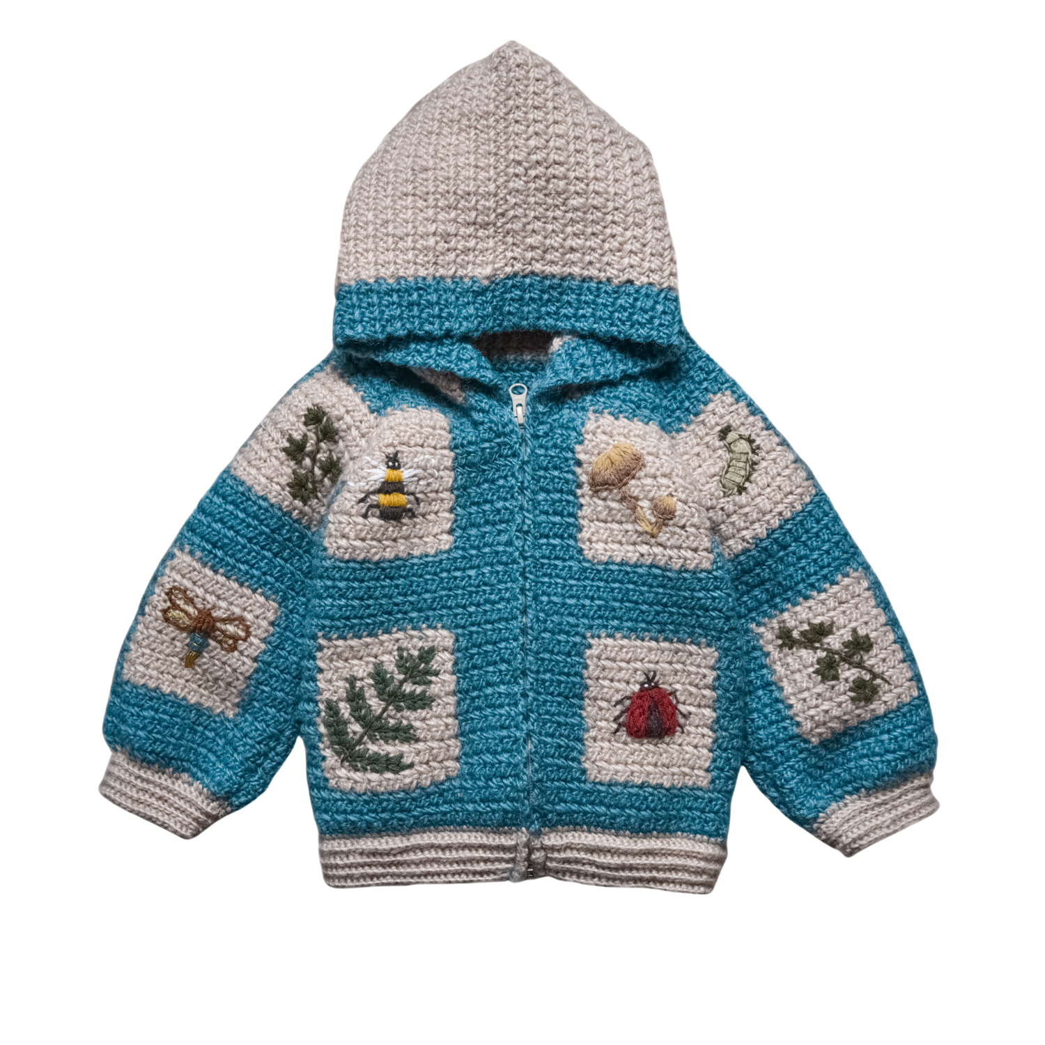 Bugs Life jacket - Petroleum | Wool kids jacket with embroidery