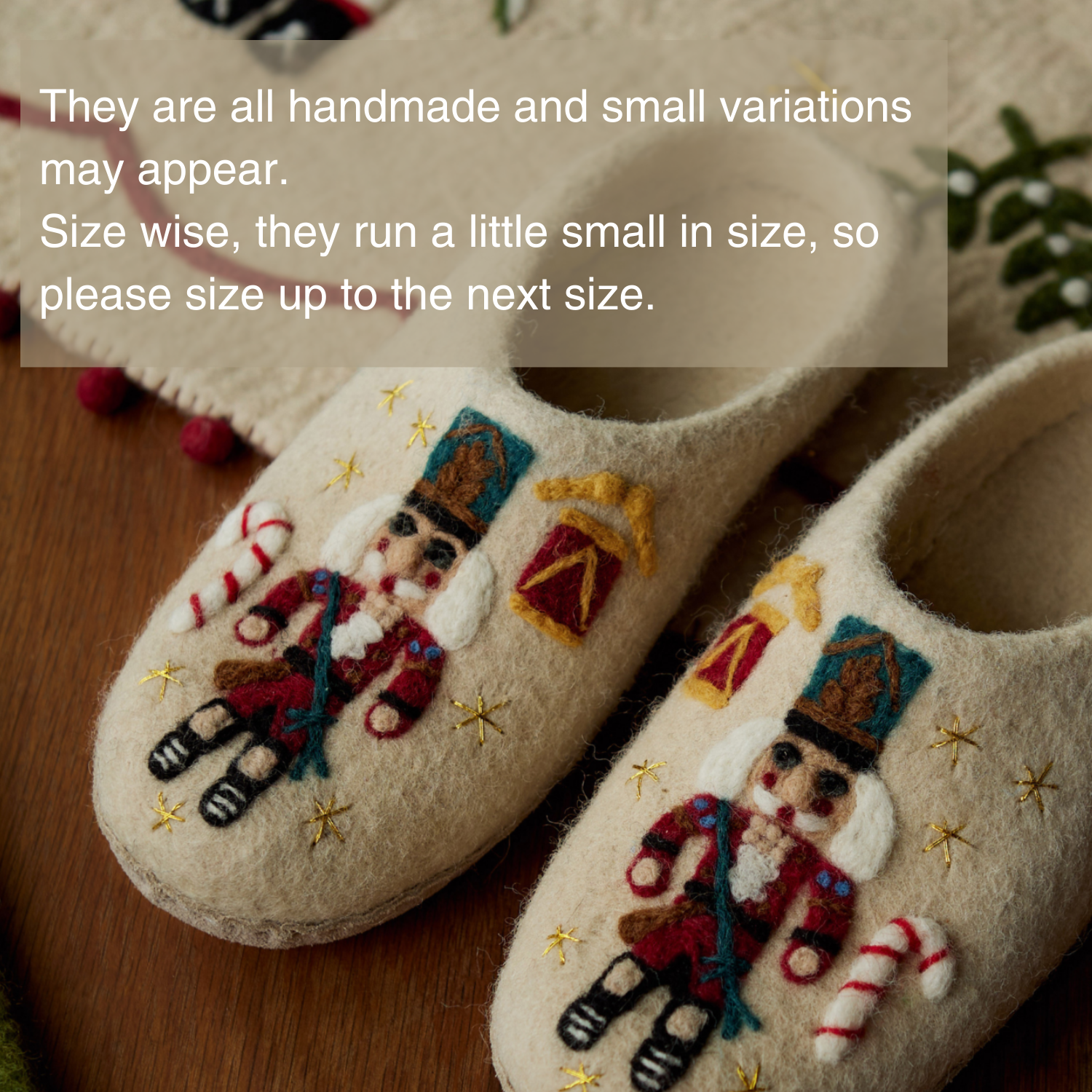 Nutcracker Slippers for Women - Cream | Handcrafted Holiday Comfort