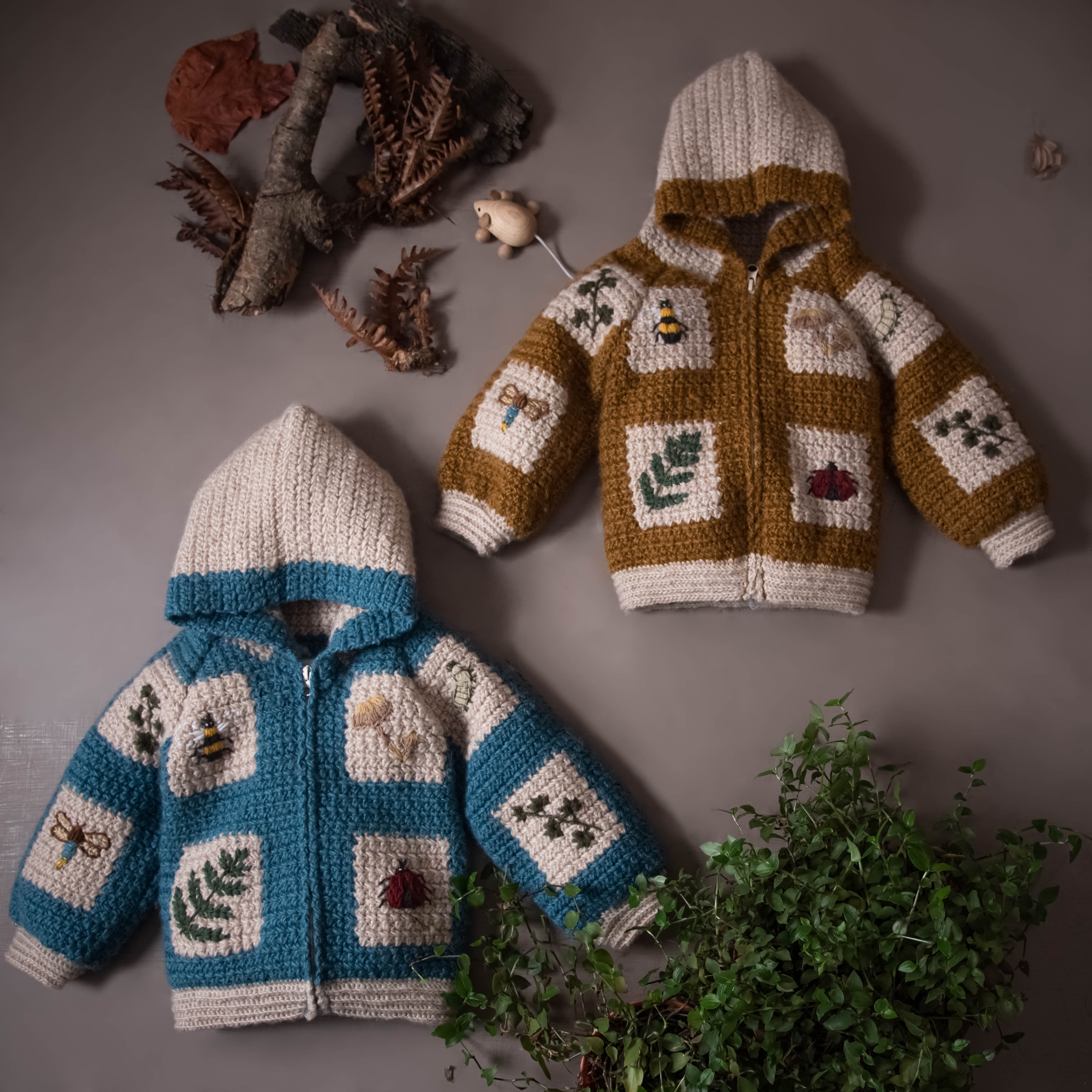 Bugs Life jacket - Petroleum | Wool kids jacket with embroidery