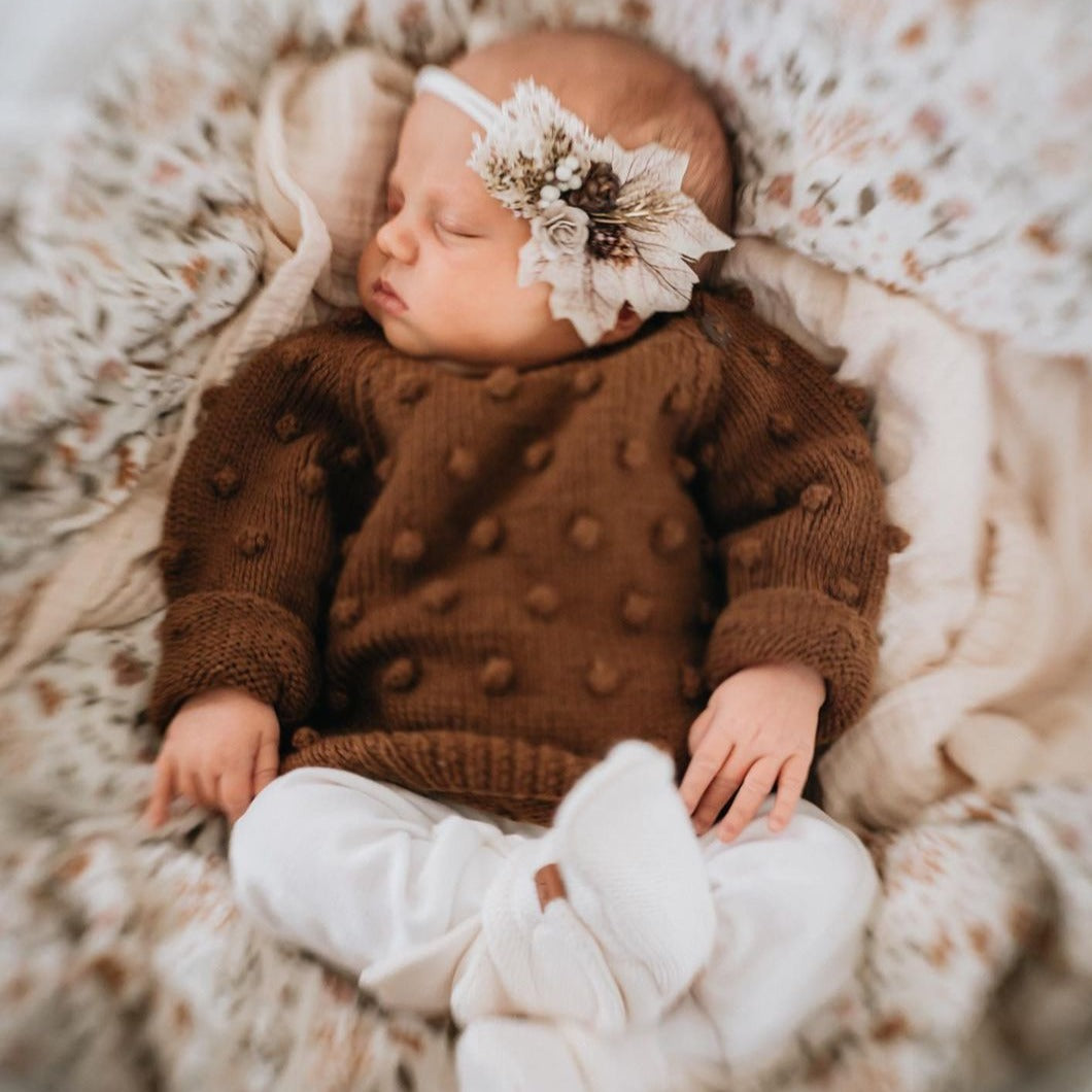 Hand knit Bubble sweater Caramel, baby I Shirley Bredal