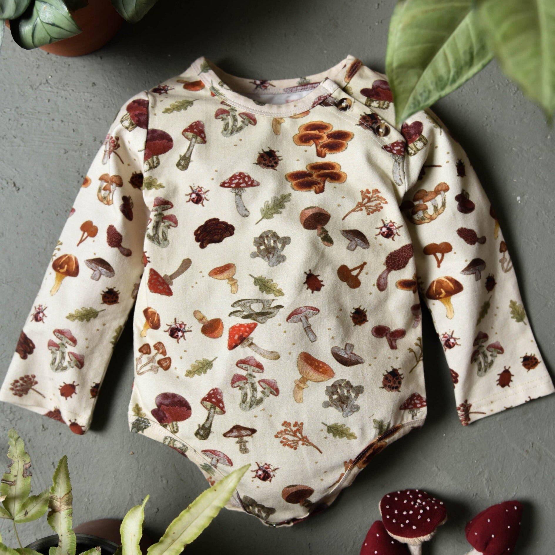 Cream Mushroom Jersey Onesie – Soft Cotton Comfort