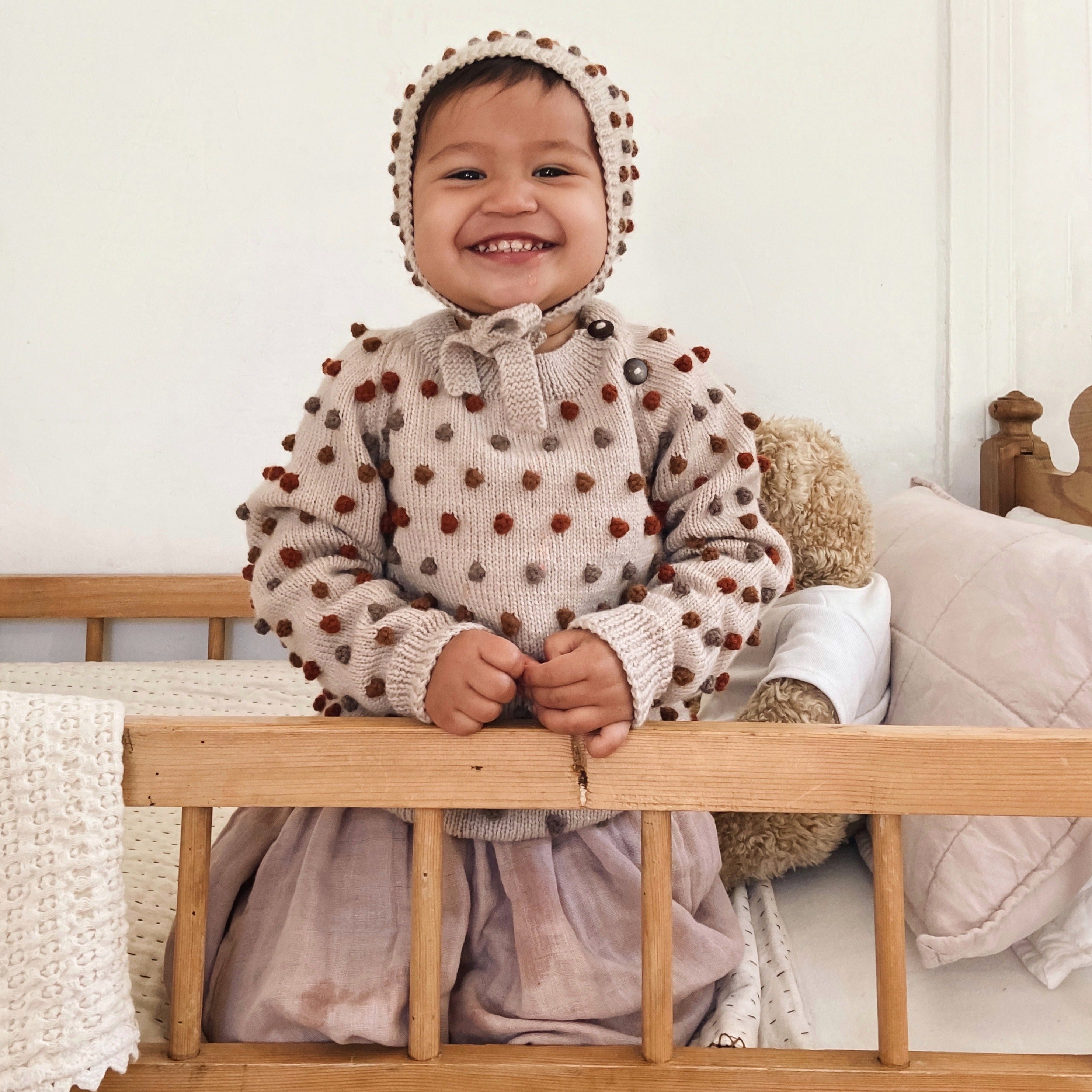 Bubble sweater, Hand knit, Autumn Disco, baby