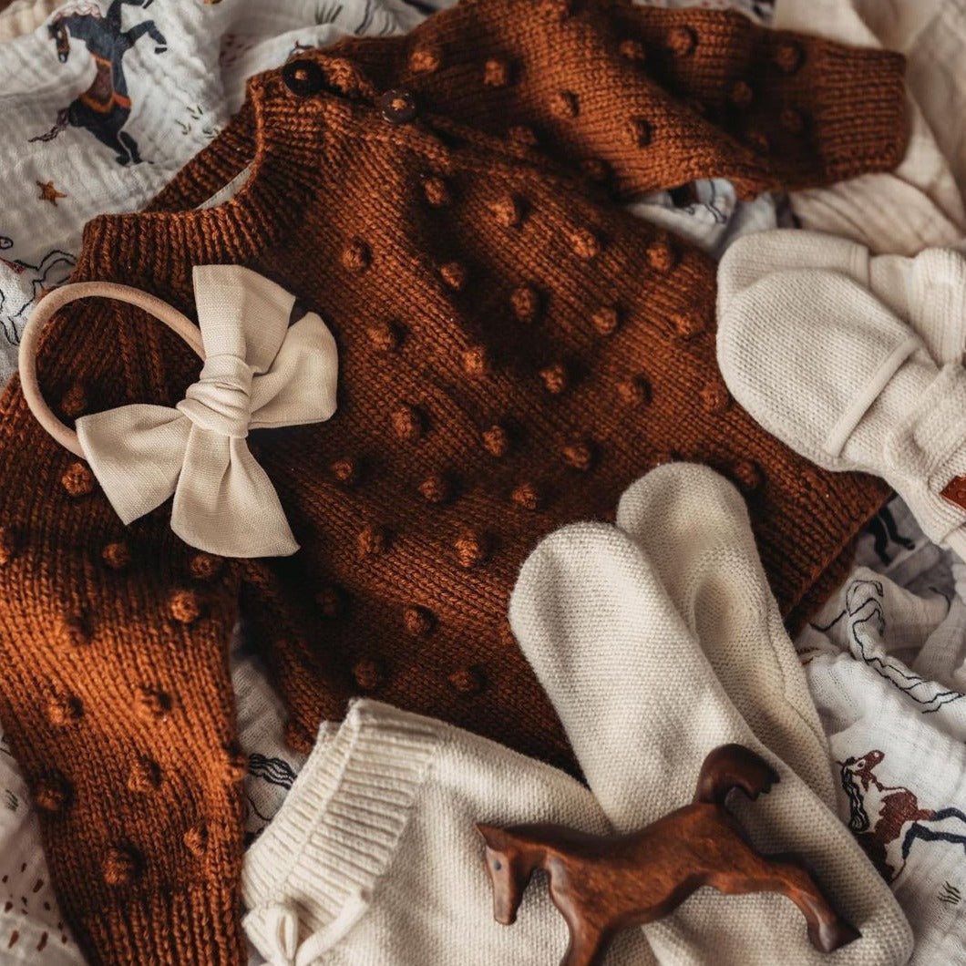 Hand knit Bubble sweater Caramel, baby I Shirley Bredal