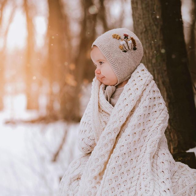 Wildflower Bonnet – Barley | Merino wool baby bonnet